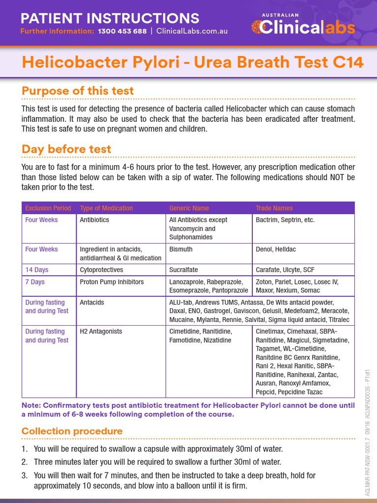 Helicobacter Pylori Urea c14 Pi Aclmar Pat Nat 00227c | PDF | Drugs | Gastroenterology