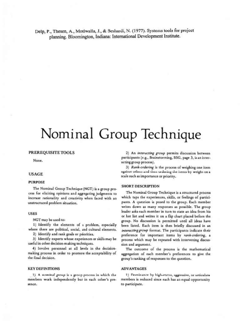 Nominal Group Ranking