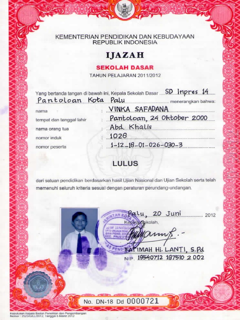 Ijazah SD PDF | PDF