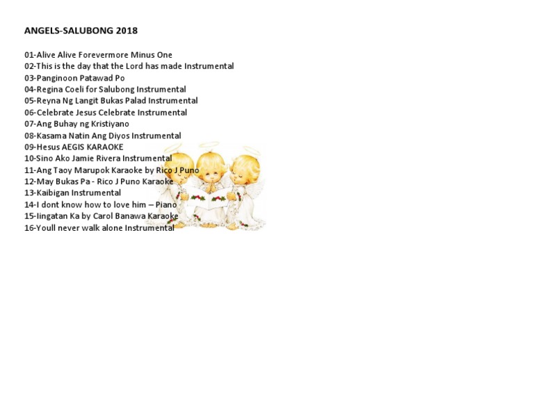 Salubong Songs and Instrumentals 2018 | PDF