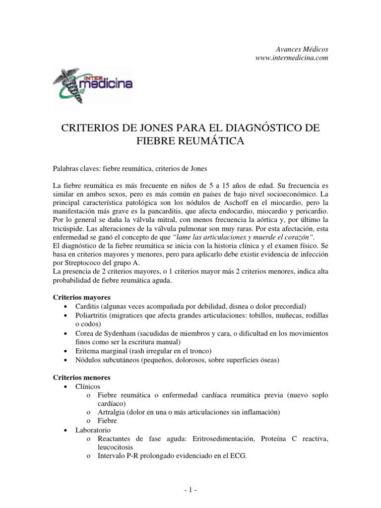 Criterios de Jones | PDF | Inmunología | Epidemiología
