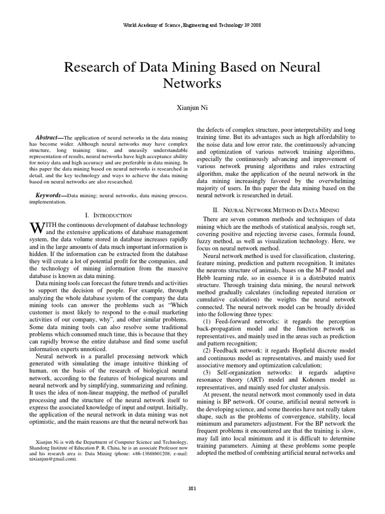 Data Mining Using Neural Networks | PDF | Artificial Neural Network ...