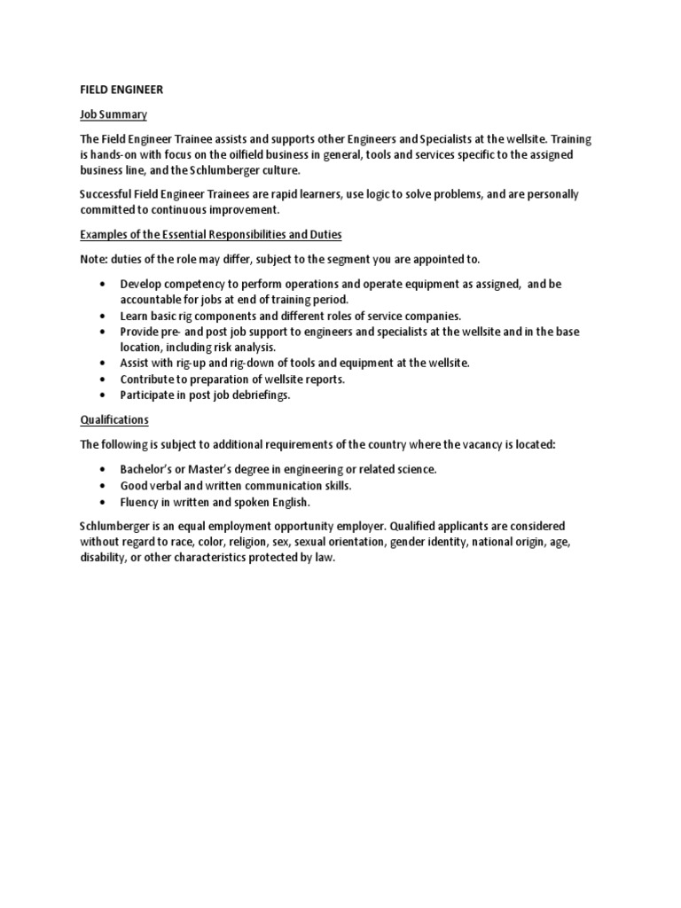 A Guide to the Responsibilities and Requirements of a Field Engineer ...
