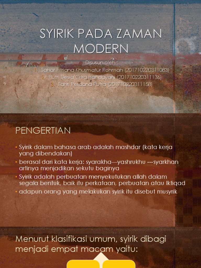 Syirik Modern: Jenis, Penyebab, dan Pencegahan | PDF