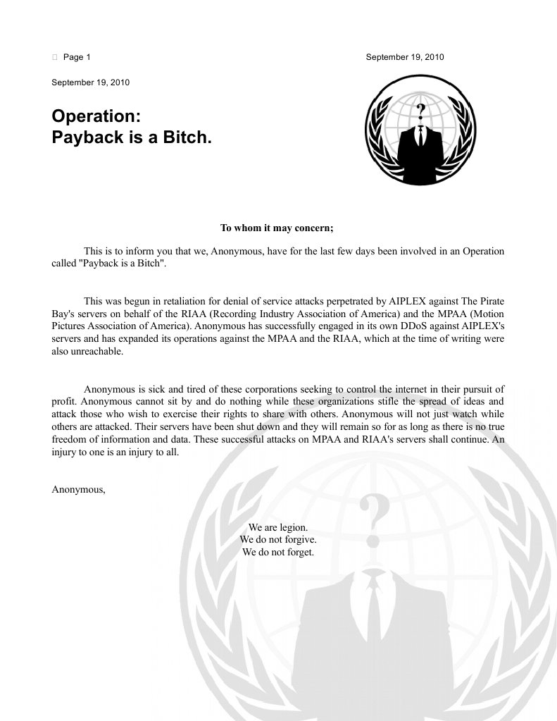 An Open Letter From Anonymous | PDF