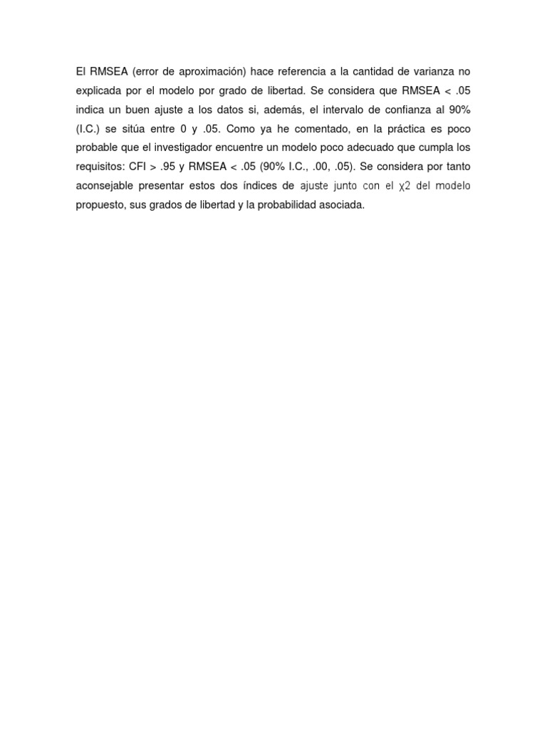 Definición y uso del RMSEA en estadística | PDF | Teoría estadística ...