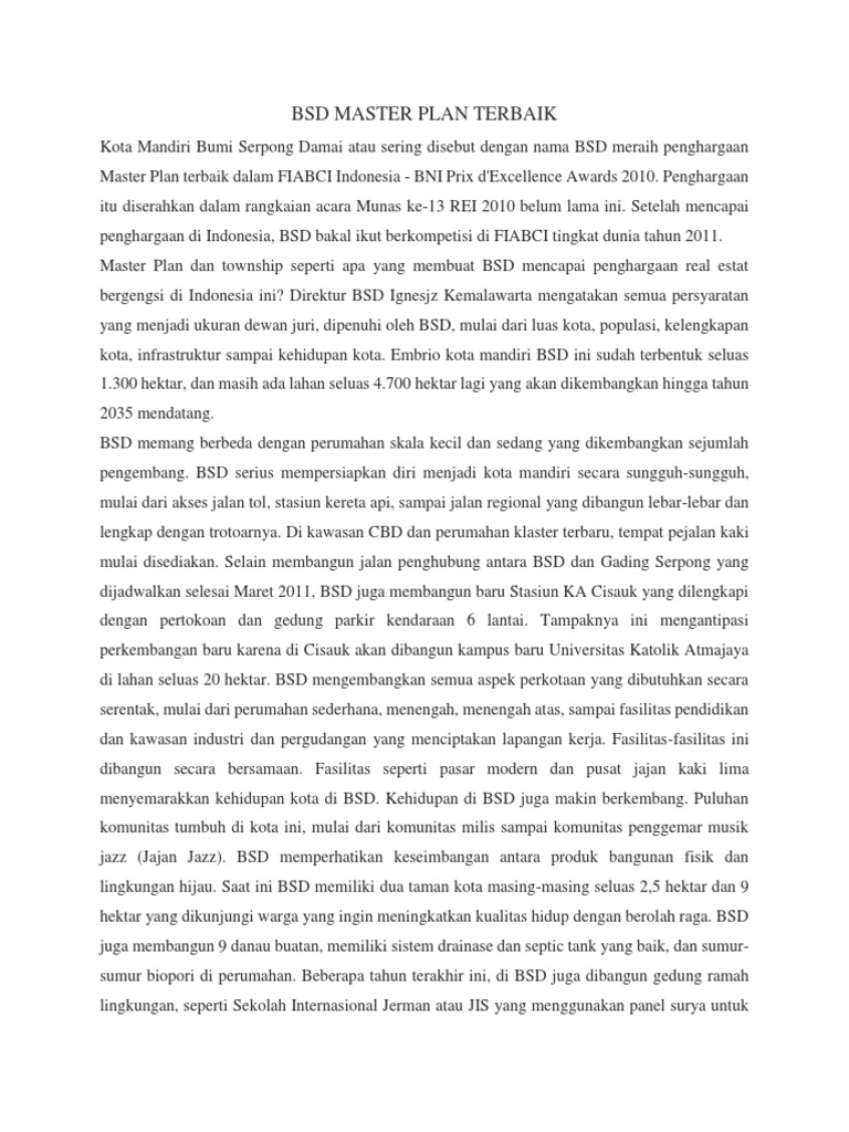BSD Master Plan Terbaik | PDF