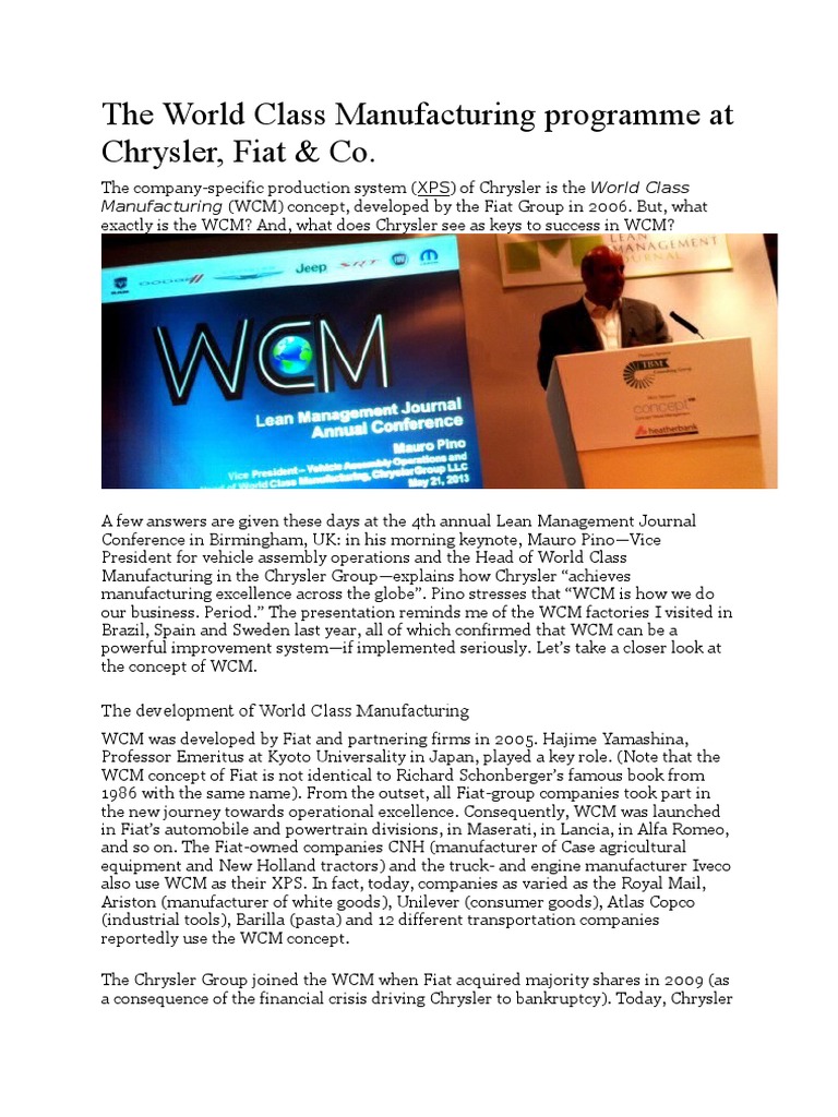 The World Class Manufacturing Programme at Chrysler | PDF | Chrysler ...