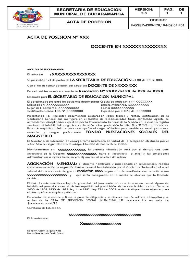 Acta de Posesión | Gobierno | Política