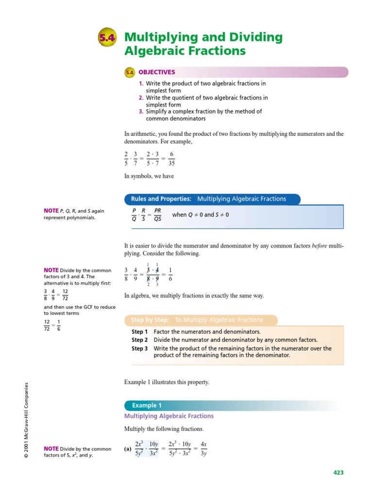 Algebra Fractions 1 | PDF | Fraction (Mathematics) | Division (Mathematics)