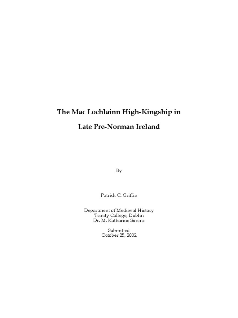 Mac Lochlainn High-Kingship in Ireland | PDF | Gaels | Irish Genealogy