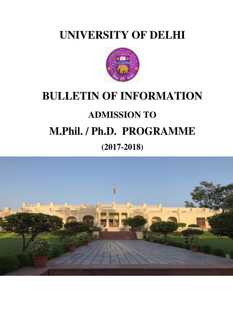 DU M.Phil./Ph.D. Admission Guide 2017-18 | PDF | University And College ...