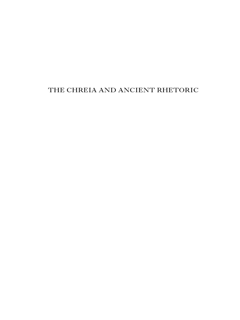 Chreia | PDF | Rhetoric | Teachers