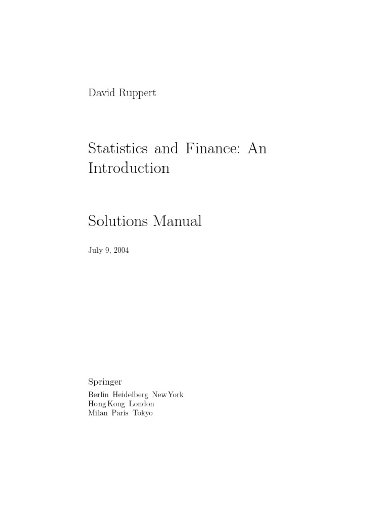 Statistics and Finance: An: David Ruppert | PDF | Errors And Residuals | Black–Scholes Model