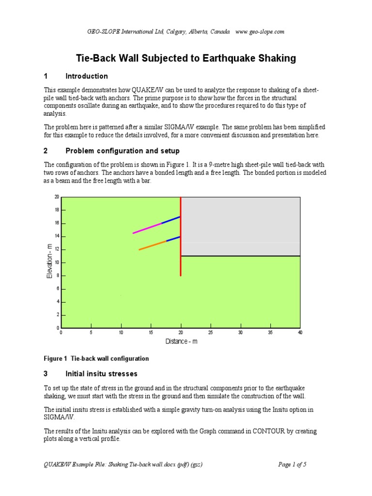 Shaking Tie-Back Wall | PDF | Earthquakes | Stress (Mechanics)