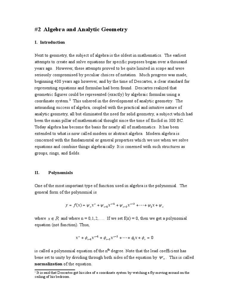 Algebra and Analytic Geometry | PDF | Polynomial | Fraction (Mathematics)