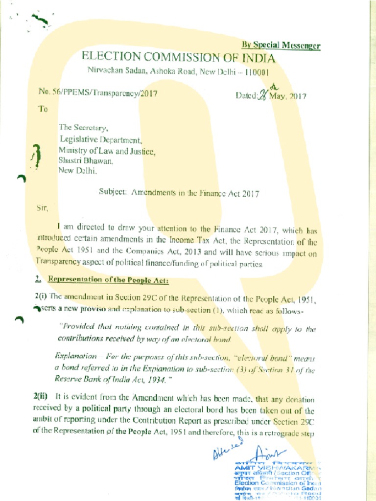 Election Commission's Letter To The Law Ministry Regarding The ...