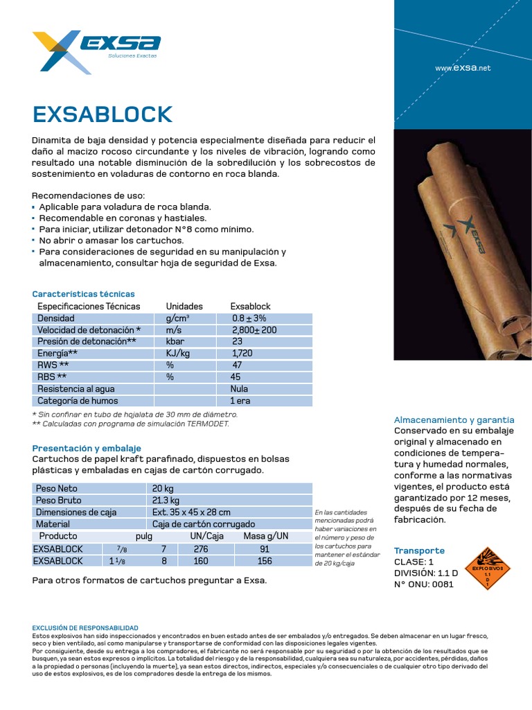 Exsa Explosivos Imp PDF | PDF | Material explosivo | Agua