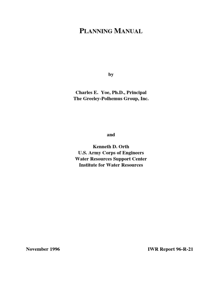 USACE Planning Manual | United States Army Corps Of Engineers | Planning