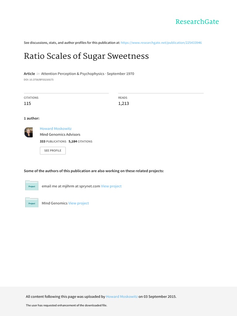 Ratio Scales of Sugar Sweetness | PDF | Sucrose | Fructose