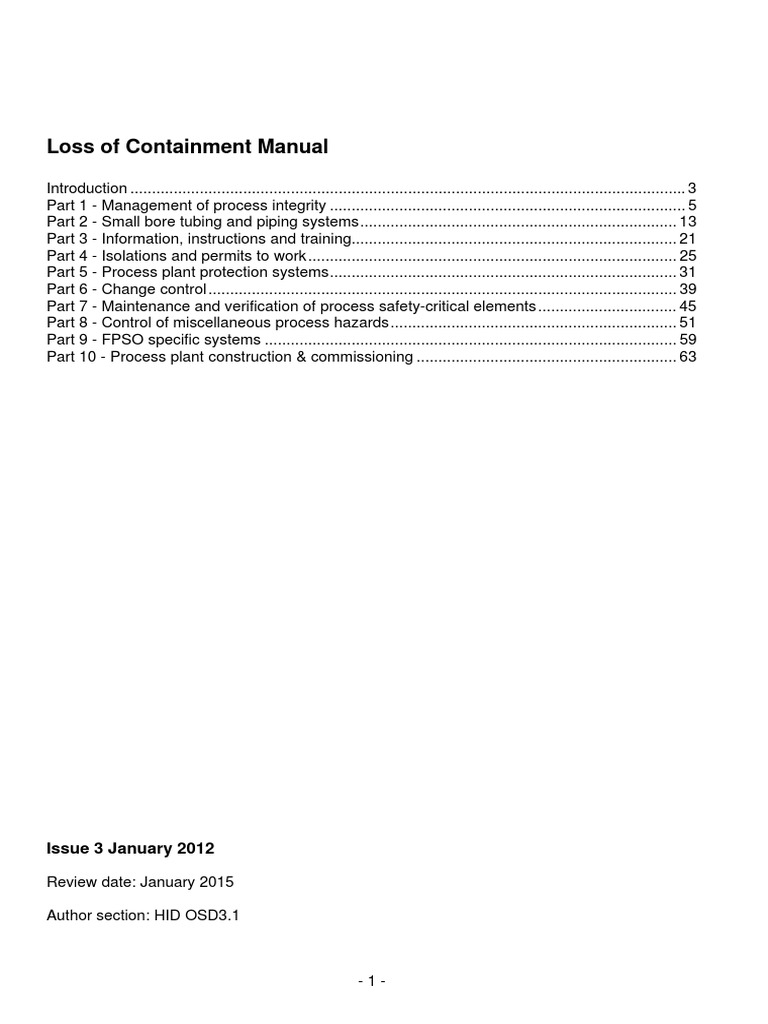 Loss of Containment Manual 2012 PDF | PDF | Audit | Risk