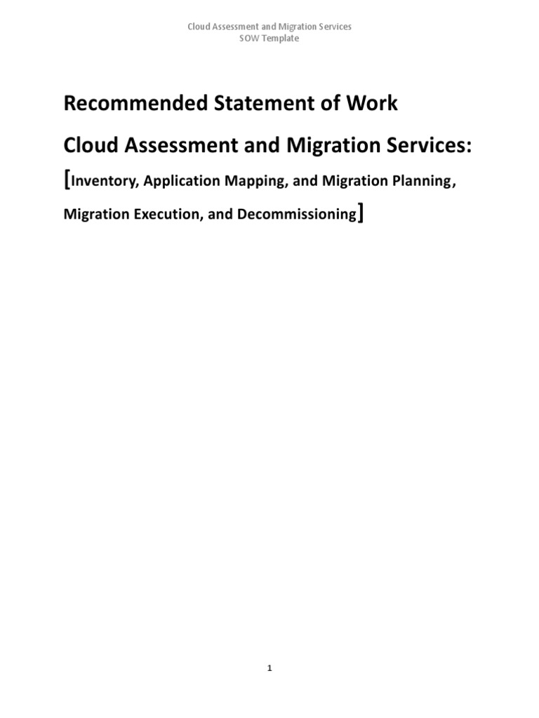 Recommended Statement of Work Cloud Assessment and Migration Services ...
