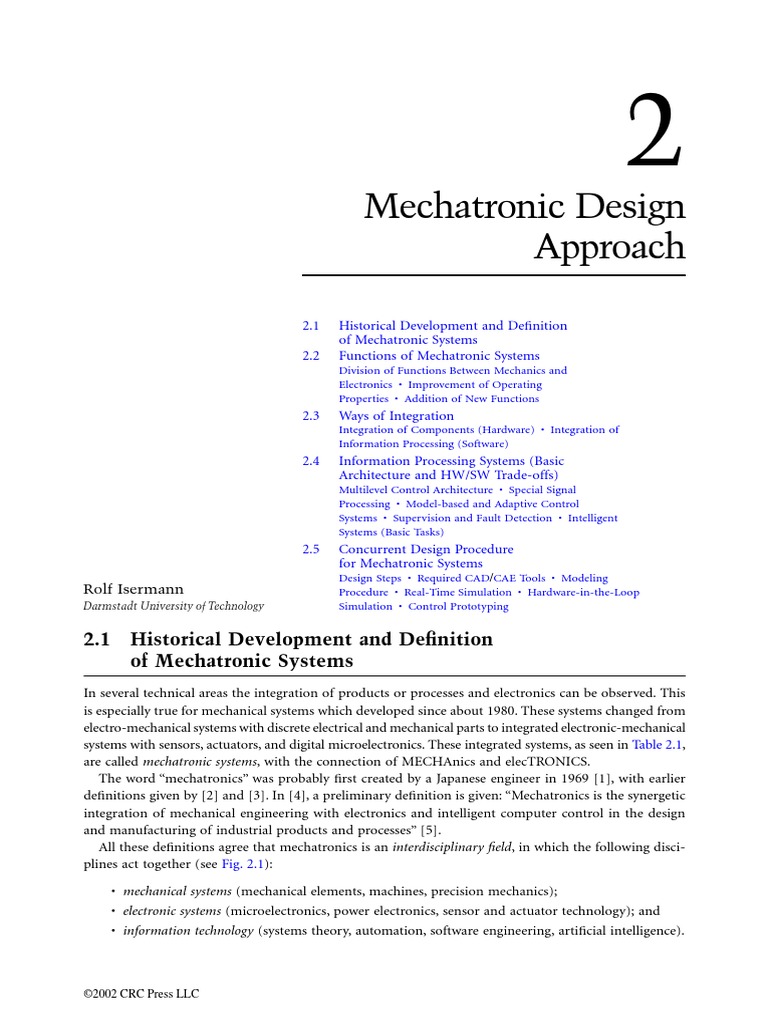 Mechatronics Handbook - 02 - Mechatronic Design Approach PDF | PDF ... Mechatronics Handbook - 02 - Mechatronic Design Approach PDF | PDF ...