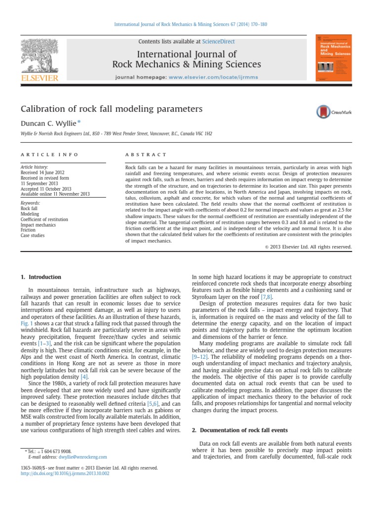 Calibration of Rock Fall Modeling Data | PDF | Trajectory | Friction