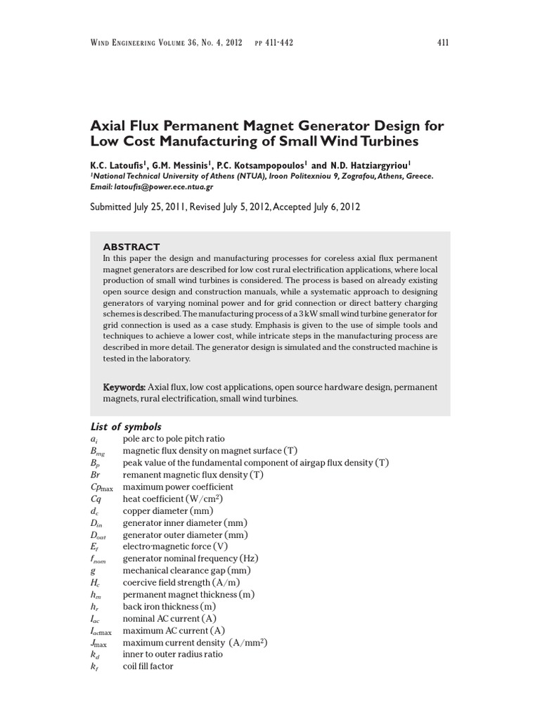 Axial Flux Permanent Magnet Generator Design | PDF | Power Inverter ...