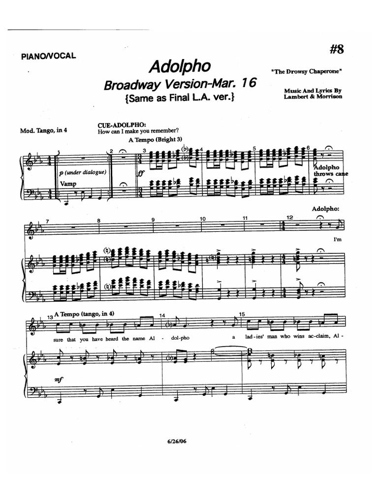 Adolpho Drowsy Chaperone (B'Way) | PDF