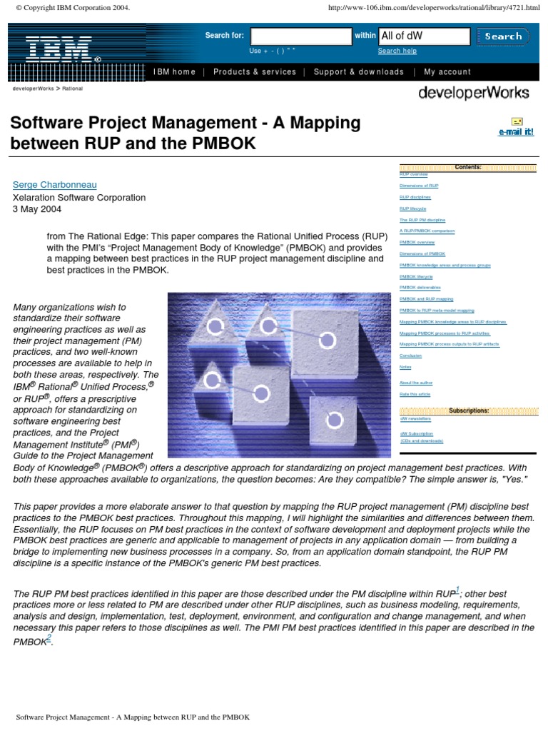 Rup & Pmbok Mapped (Ibm) | PDF | Project Management | Systems Science