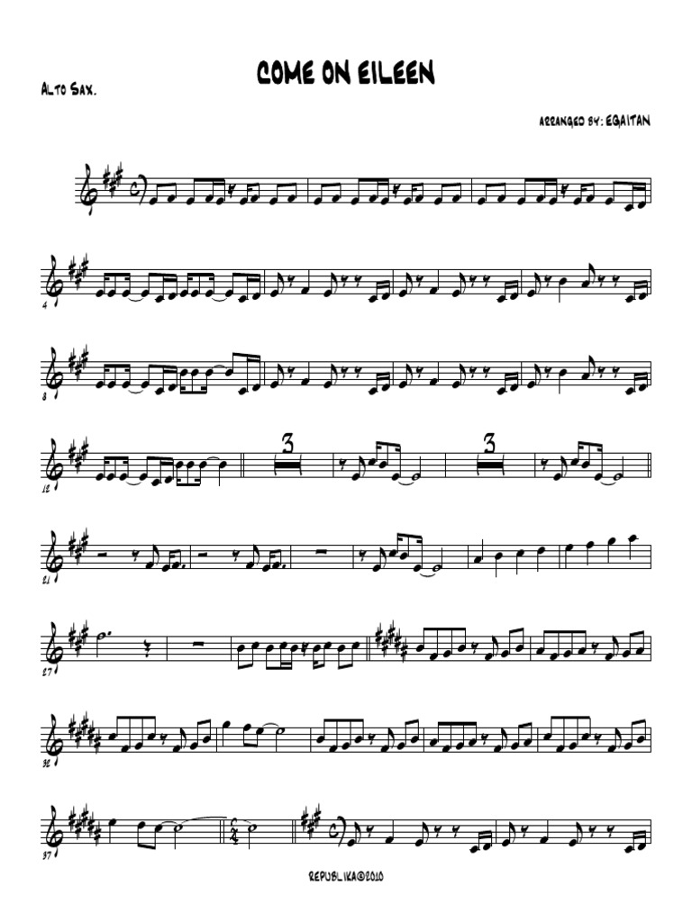 COME ON EILEEN - Alto Sax PDF | PDF