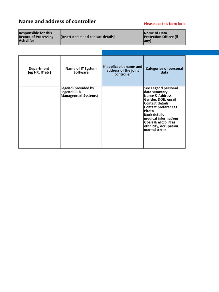 Record of Processing Activities Template | PDF | Information Privacy ...