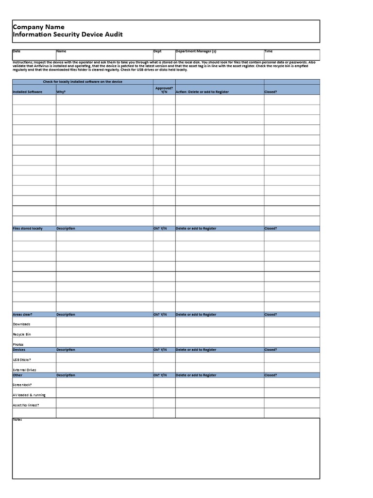 Device Audit Template | PDF