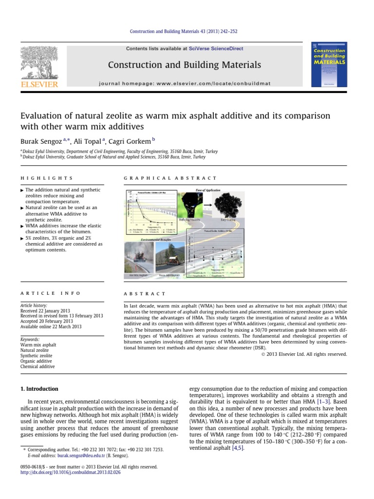 Evaluation of Natural Zeolite As Warm Mix Asphalt Additive and Its ...