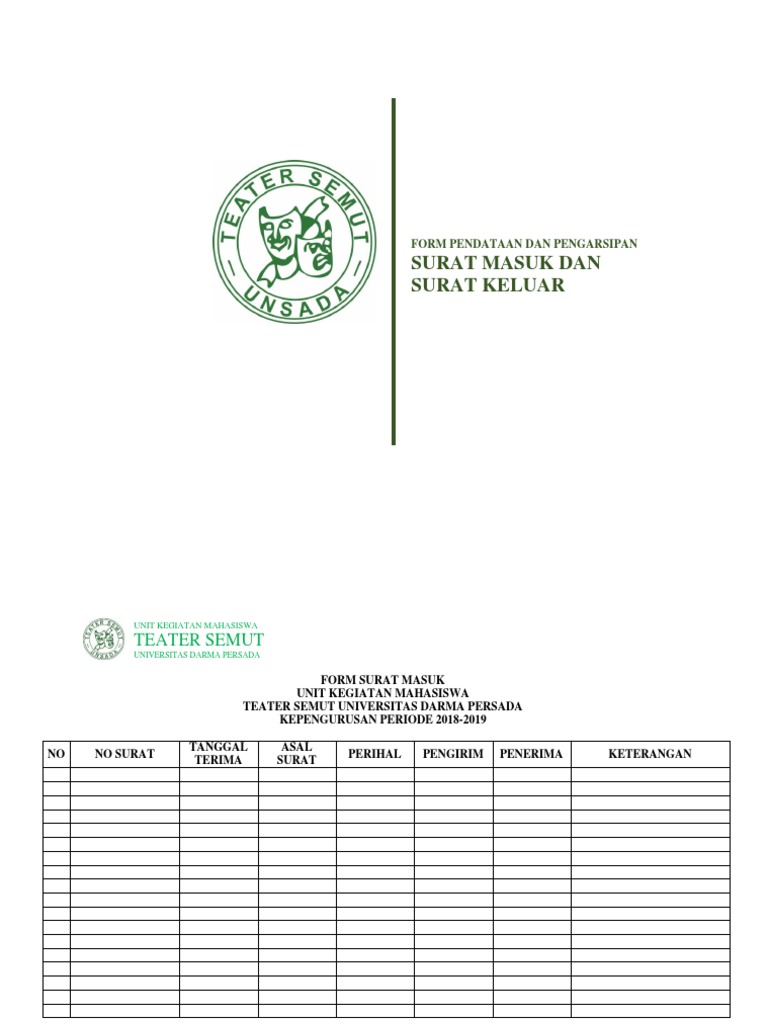Form Surat Masuk Dan Surat Keluar - Tsu | PDF