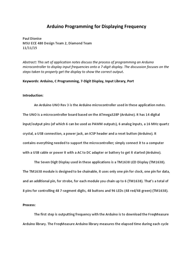 Arduino Application Notes | PDF | Arduino | Microcontroller