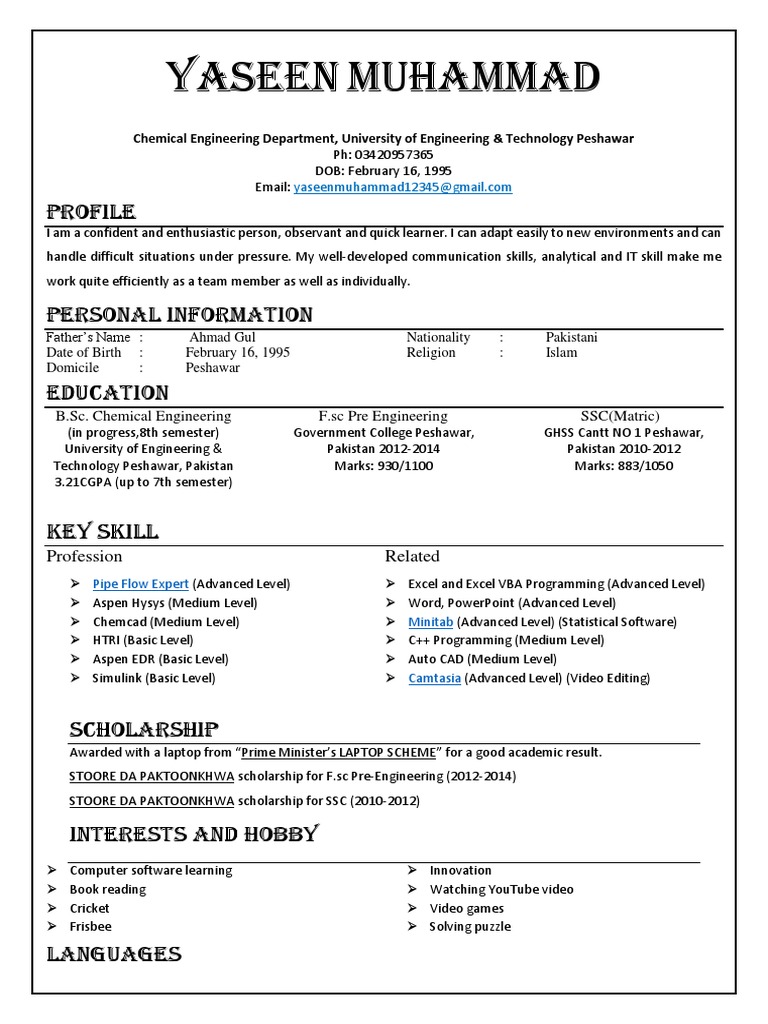 Yaseen Muhamma CV For Mole | PDF | Communication | Cognition