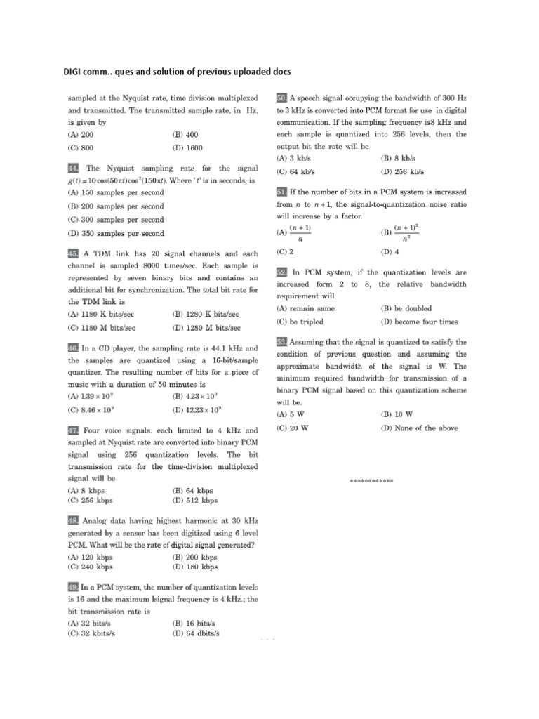 DIGI Comm.. Ques and Solution of Previous Uploaded Docs | PDF