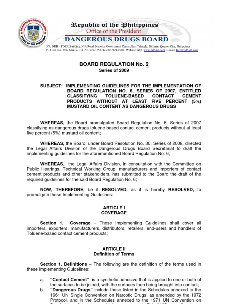 Dangerous Drug Board Regulation No. 2009-02 - Implementing Guidelines ...