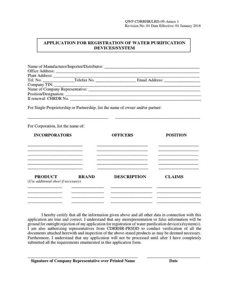 Annex 1 Application Form CHRDR-Water | PDF | Government | Computing
