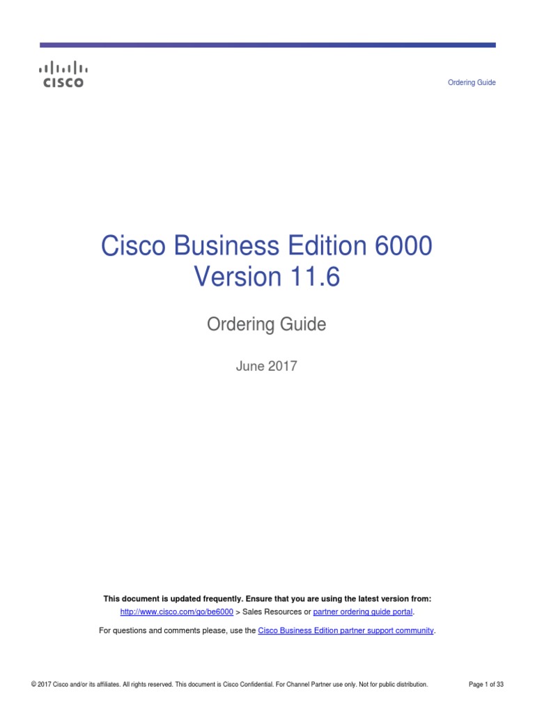 CPB - Ordering Guide - BE6000 PDF | PDF | Cisco Systems | Instant Messaging