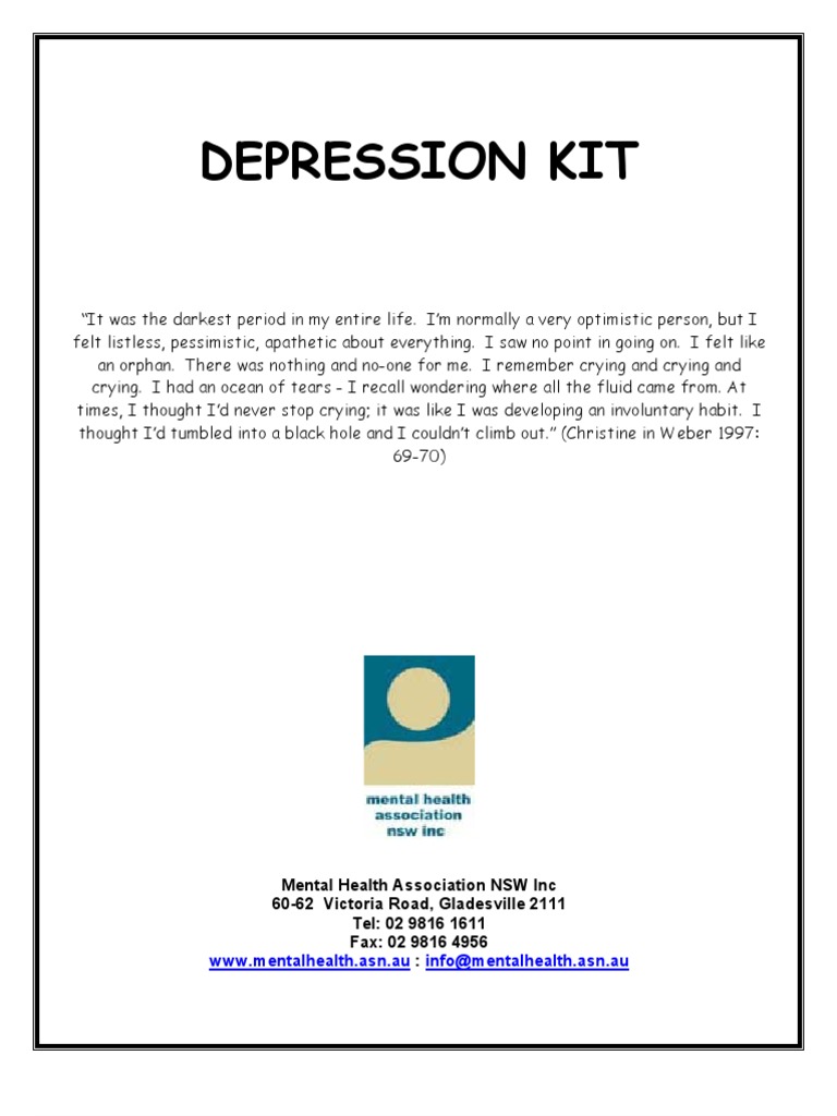 Depression Kit: WWW - Mentalhealth.asn - Au Info@mentalhealth - Asn.au ...