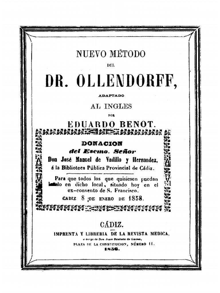 Metodo Del DR Ollendorff para Aprender A Leer Hablar y Escribir Un ...
