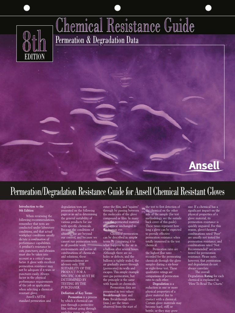 Ansell 8th Edition Chemical Resistance Guide. | PDF | Acetic Acid | Ethanol