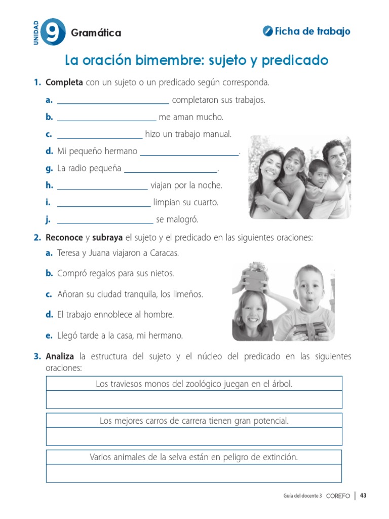 Hoja De Trabajo De Predicado Completo Verbos Copulativos Y