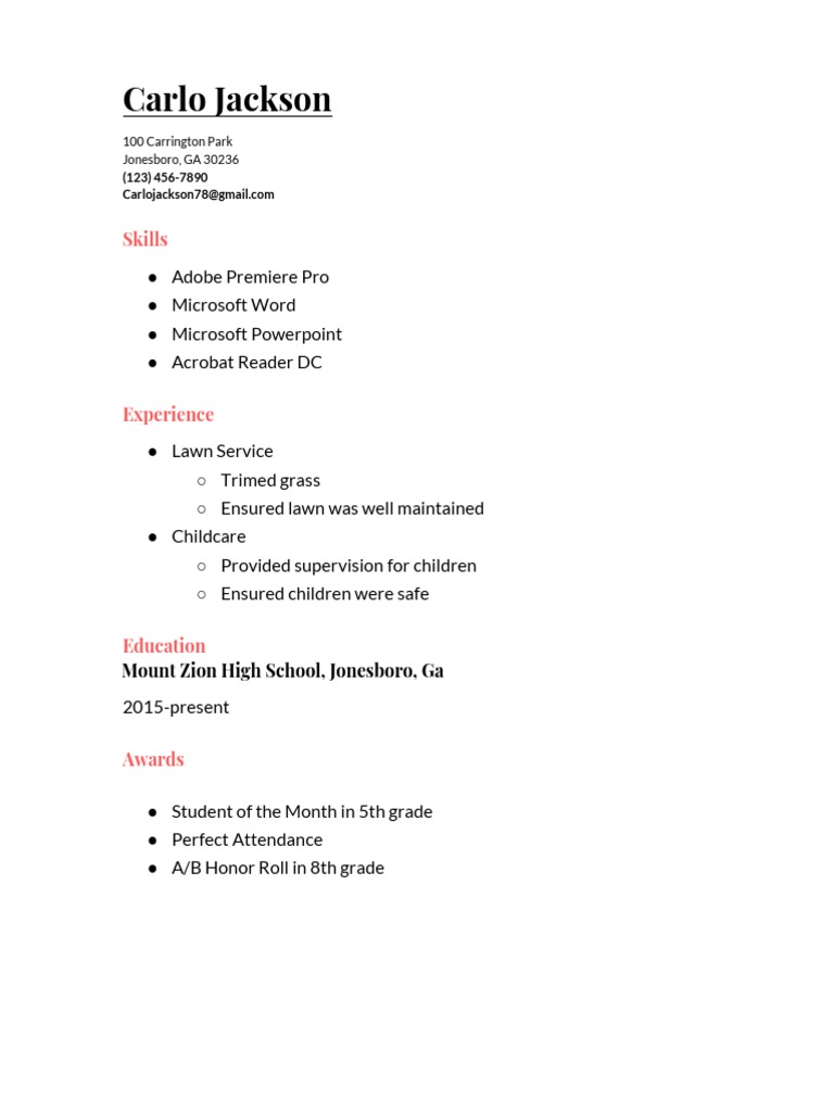Carlo Jackson's Resume and Skills Overview | PDF