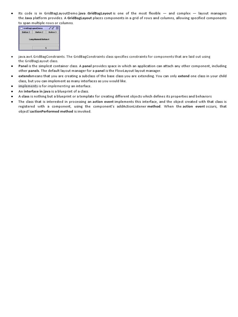 Java GridBagLayout and Constraints Guide | PDF