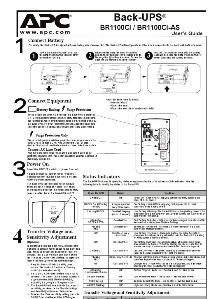 Apc Back Ups Br1100ci-As | PDF | Ac Power Plugs And Sockets | Technical ...