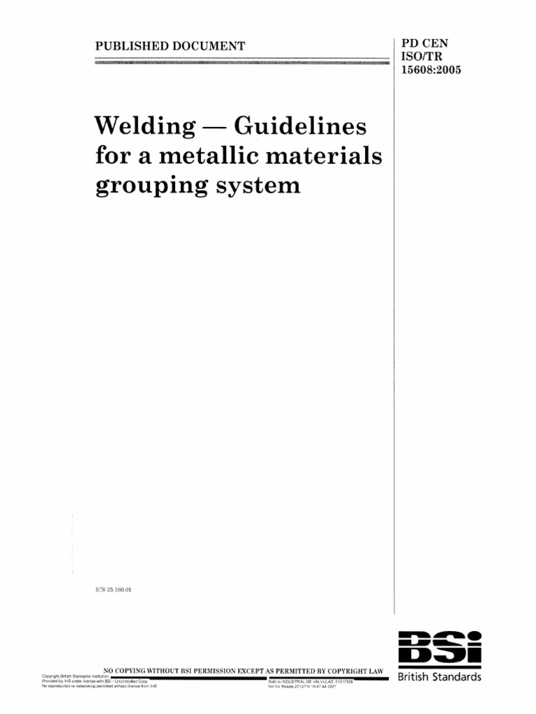Bsi Bs PD Cen Iso-Tr 15608 2005 | PDF